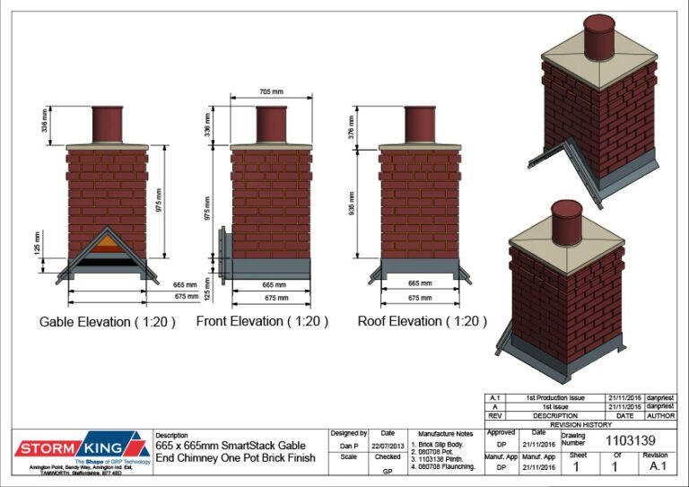 Smartstack Full GRP Brick Effect Chimney - Stormking