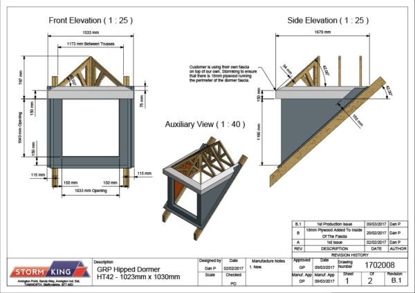 Full GRP Hipped Roof Dormer - Stormking